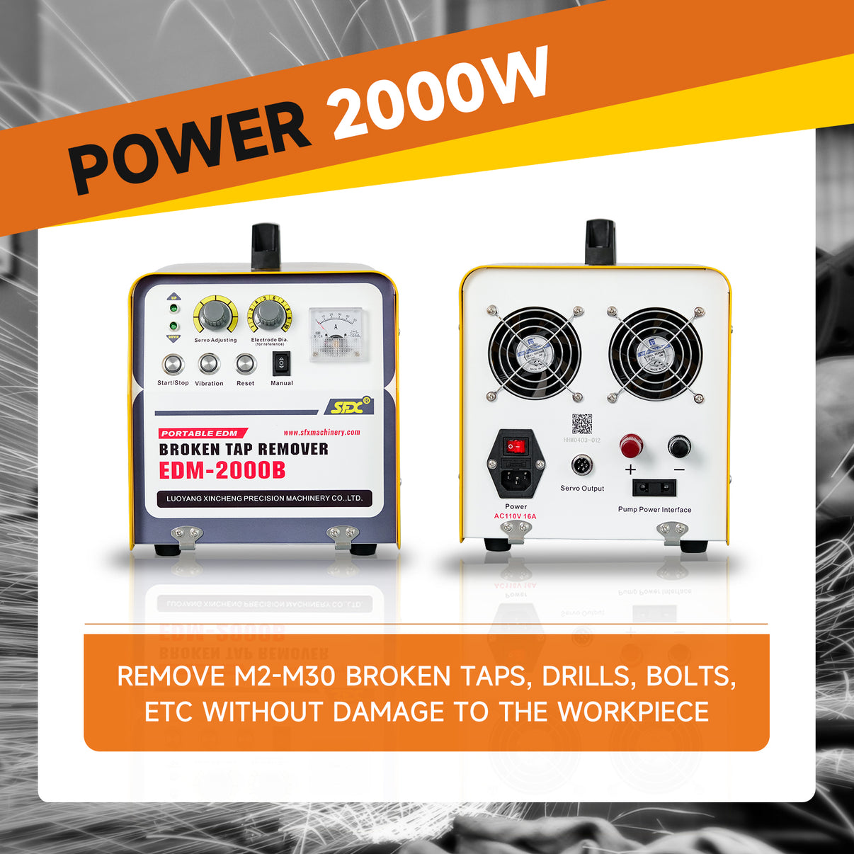 SFX 2000W Portable EDM Broken Tap Remover EDM-2000B Spark Erosion Mach ...